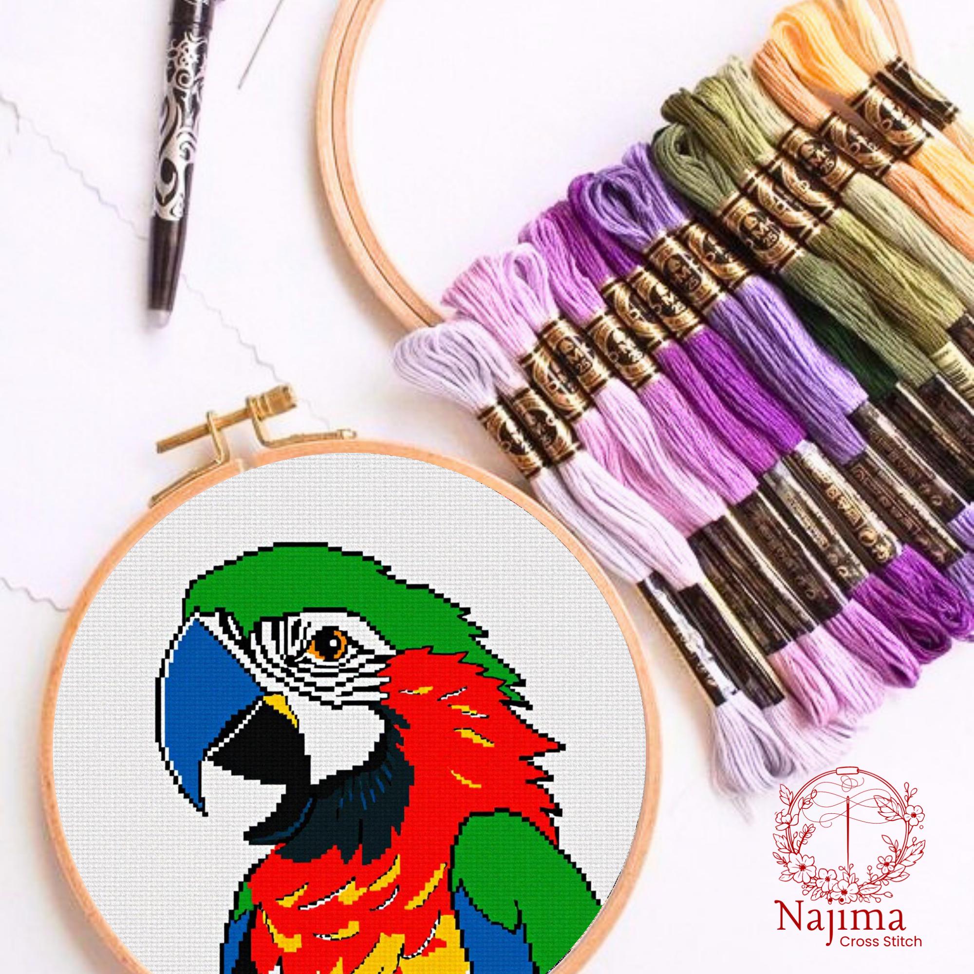 Colorful Parrot Cross Stitch Pattern, Animals Cross Stitch Designs ...