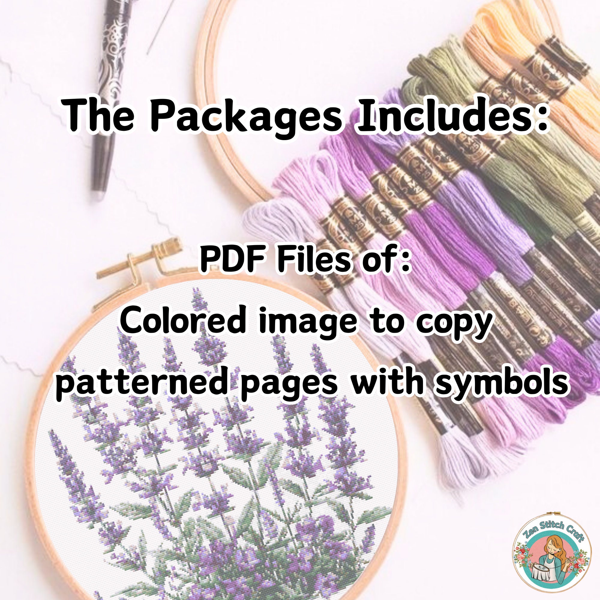 Modern Lavender Cross Stitch Pattern, Botanical Cross Stitch Designs ...