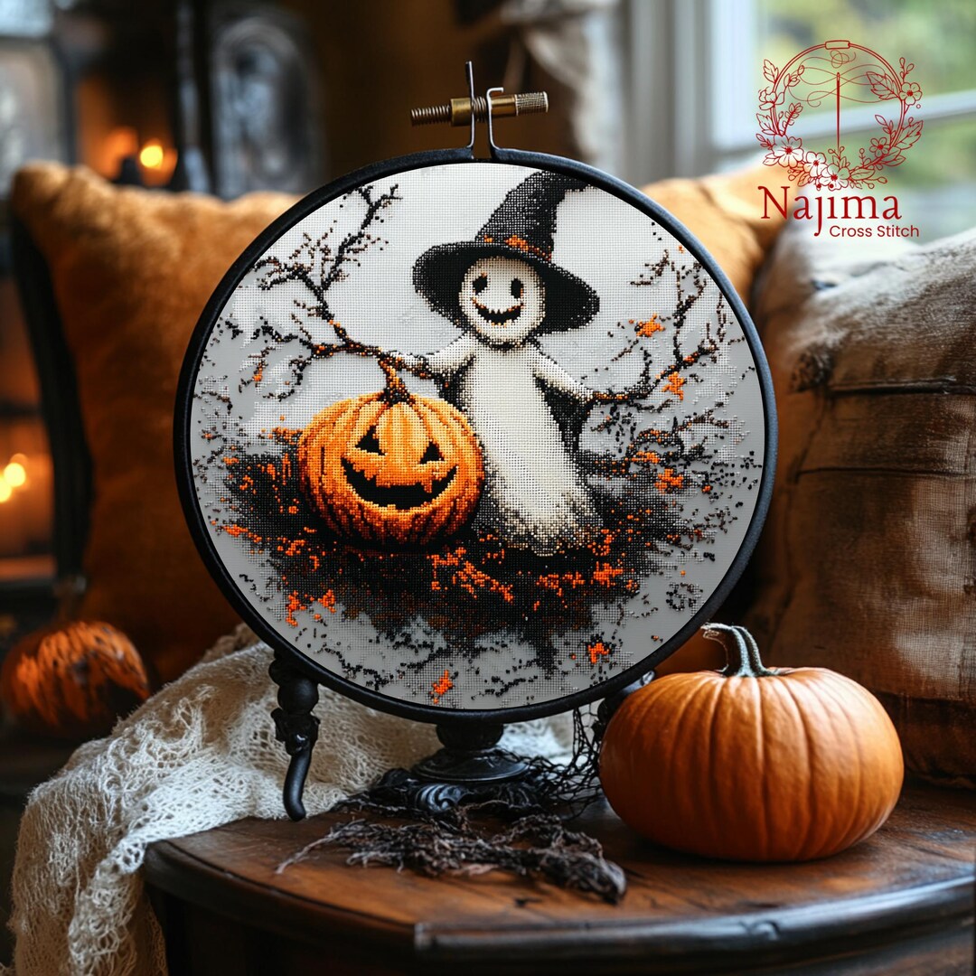 Ghost Cross Stitch Pattern Craft Kits, Make Your Own Autumn Decor for ...