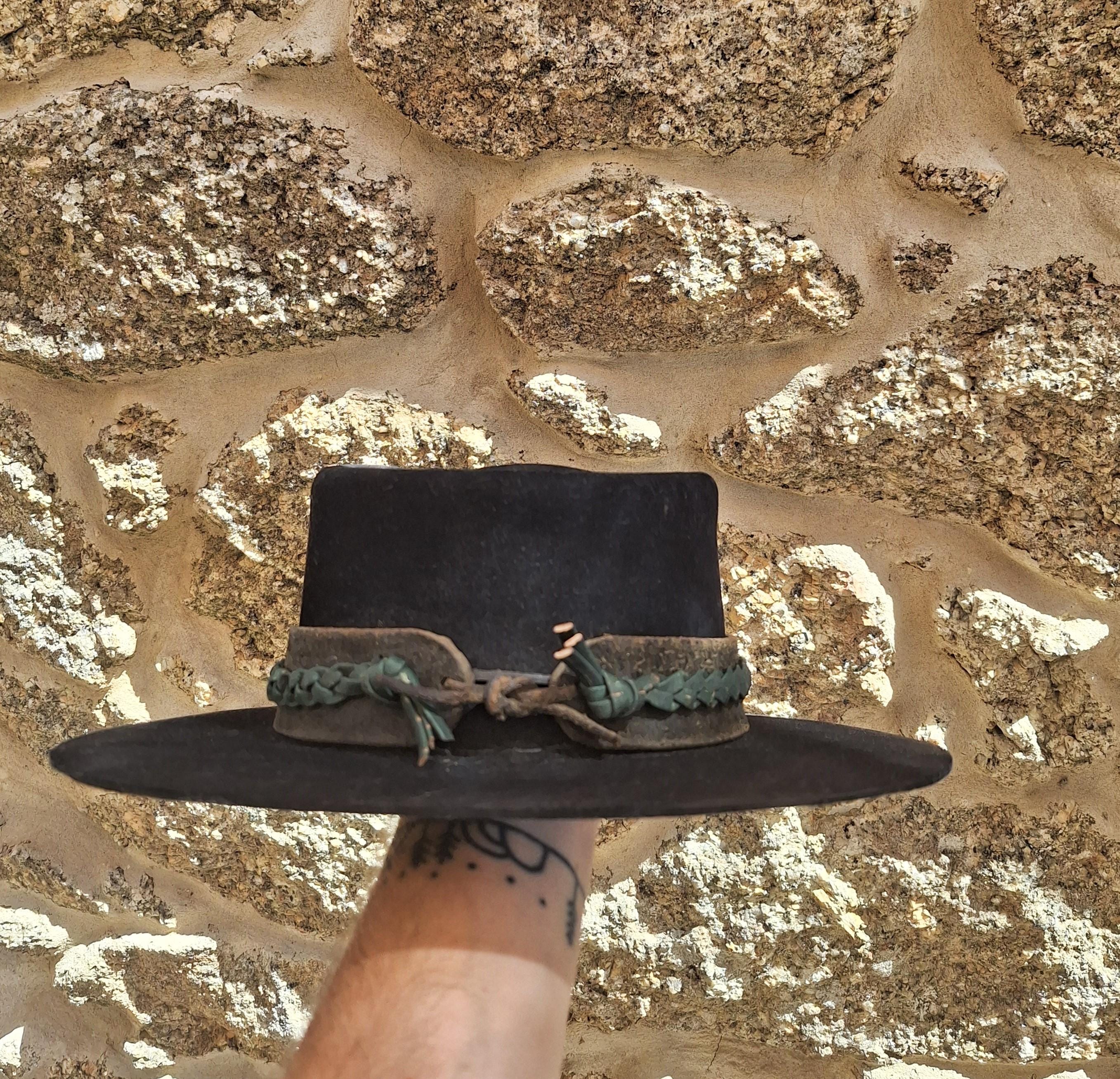 Handcrafted 100% Rabbit Fur Felt Flat Brim Fedora Western Weight Hat ...