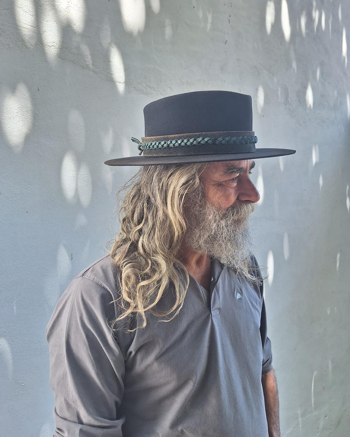 Handcrafted 100% Rabbit Fur Felt Flat Brim Fedora Western Weight Hat ...