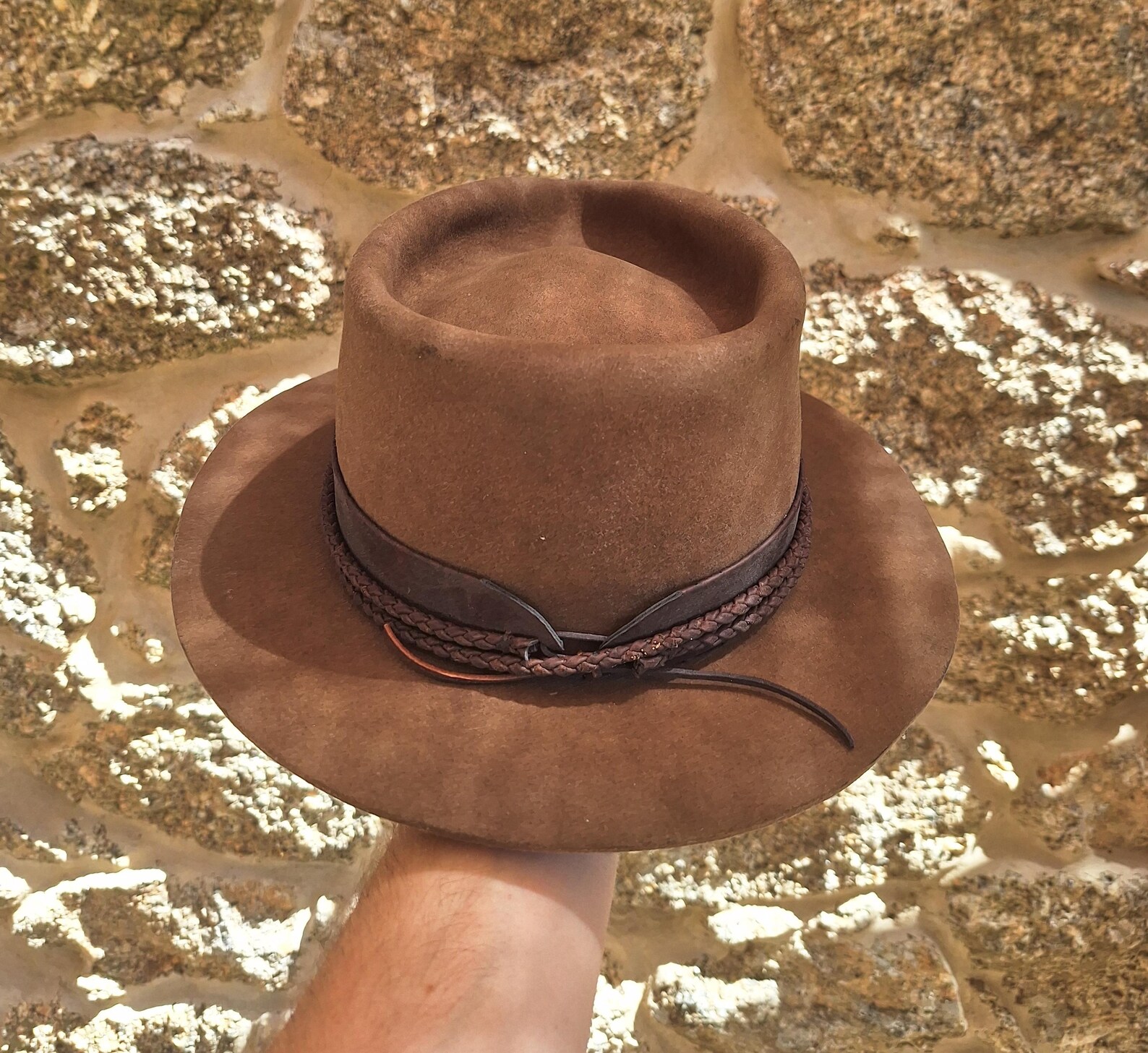 Brown Flat Brim Waterproof Fedora Rabbit Furfelt Hat. - Etsy