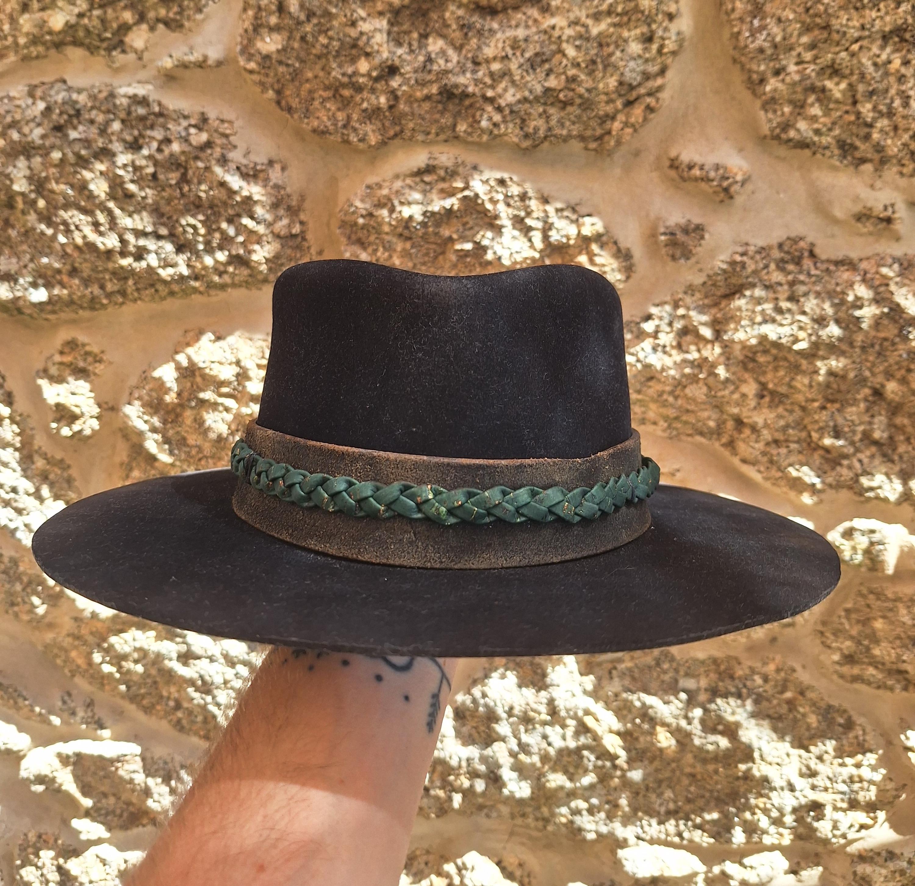 Handcrafted 100% Rabbit Fur Felt Flat Brim Fedora Western Weight Hat ...