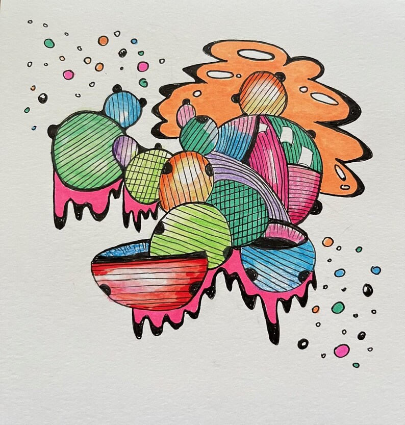 Original Drawing Marker and Aquarelle Pens , on Bristol Artist Tile ...