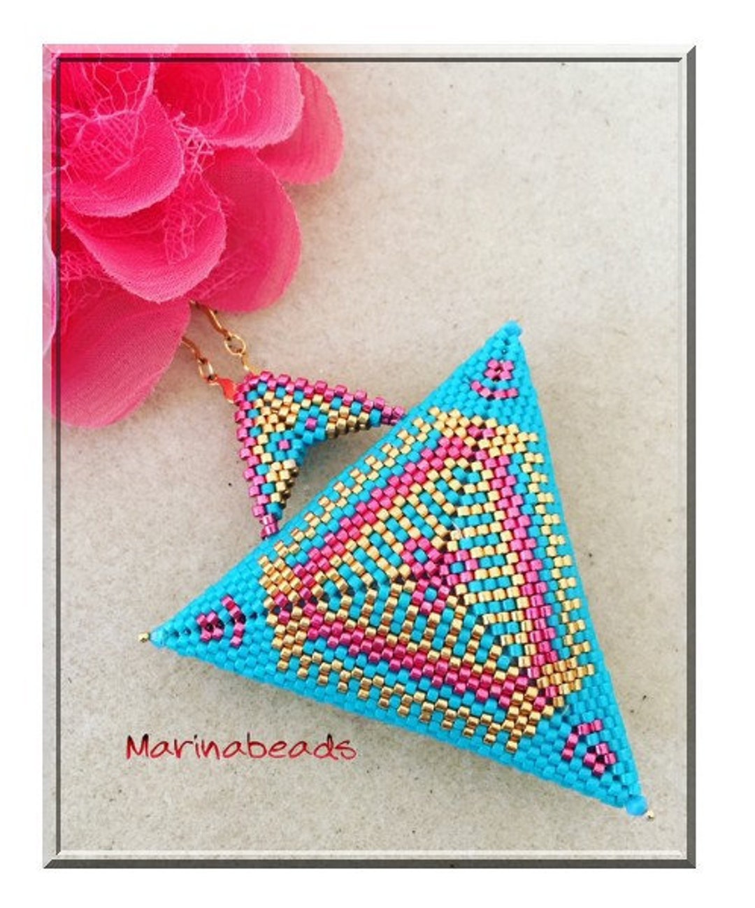 PATTERN Puffy Turquoise Triangle Pendant - Etsy