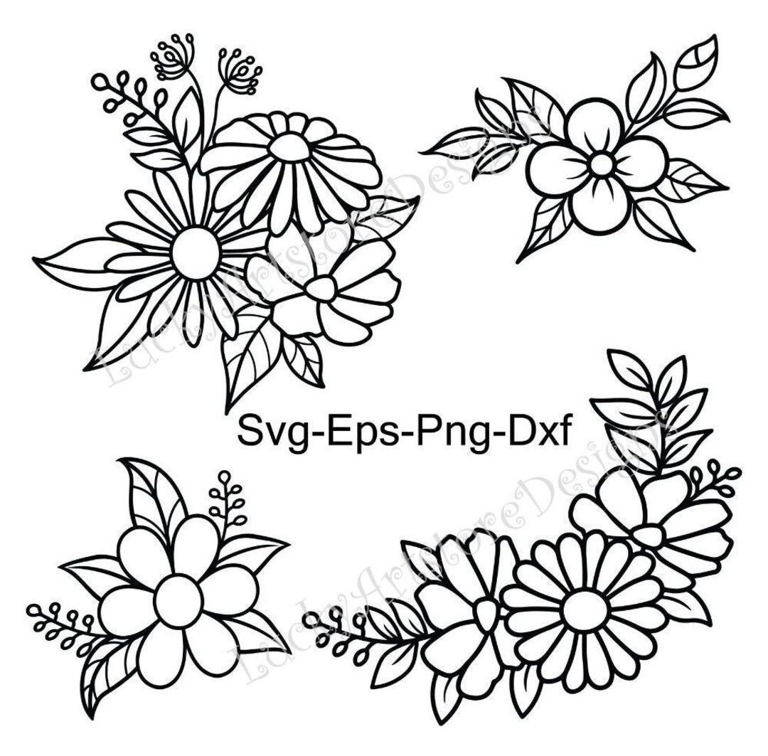 Flower Svg Files, Flower Svg Bundle, Floral Svg, Flower Border Svg ...