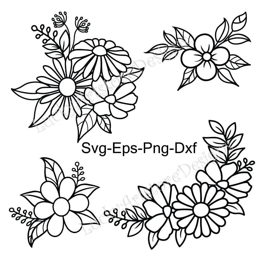 Flower Svg Files, Flower Svg Bundle, Floral Svg, Flower Border Svg ...