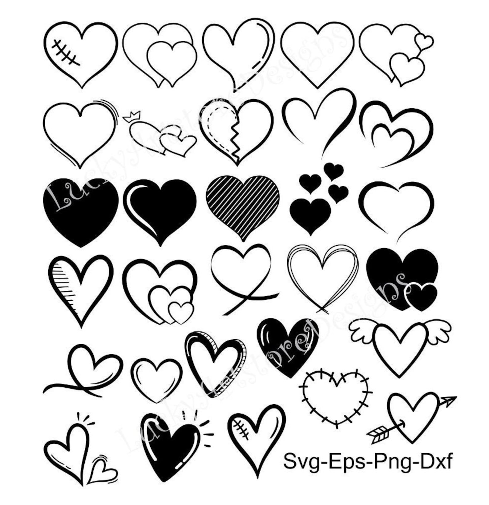 Heart Svg Bundle, Heart Svg, Heart Png, Hand Drawn Heart Svg, Heart ...