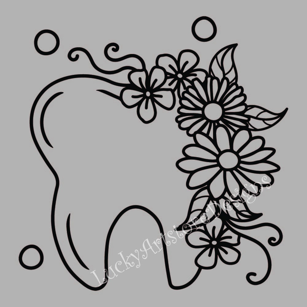 Floral Tooth Svg, Dentist SVG, Flower Tooth Svg, Tooth Png, Floral ...