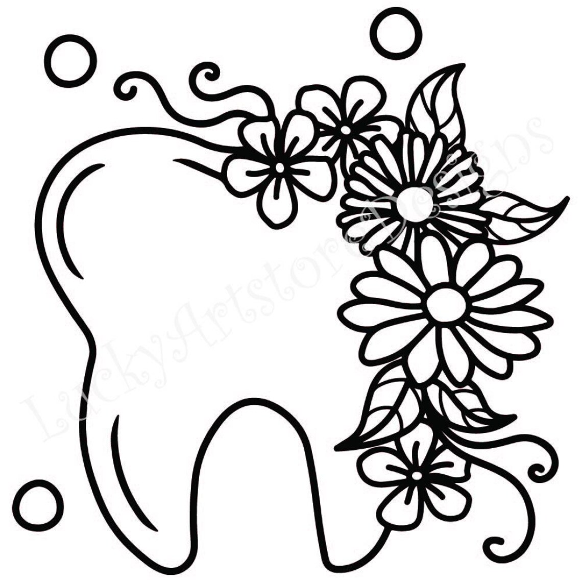 Floral Tooth Svg, Dentist SVG, Flower Tooth Svg, Tooth Png, Floral ...