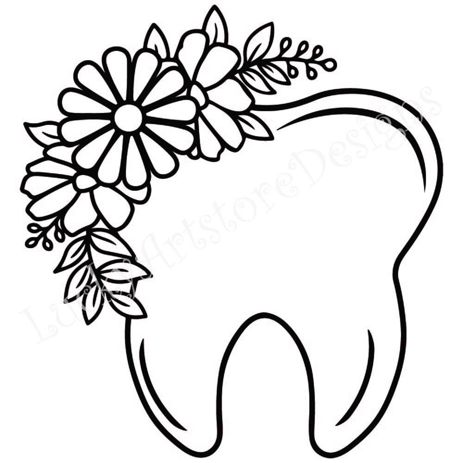 Floral Tooth Svg, Dentist SVG, Flower Tooth Svg, Tooth Png, Floral ...