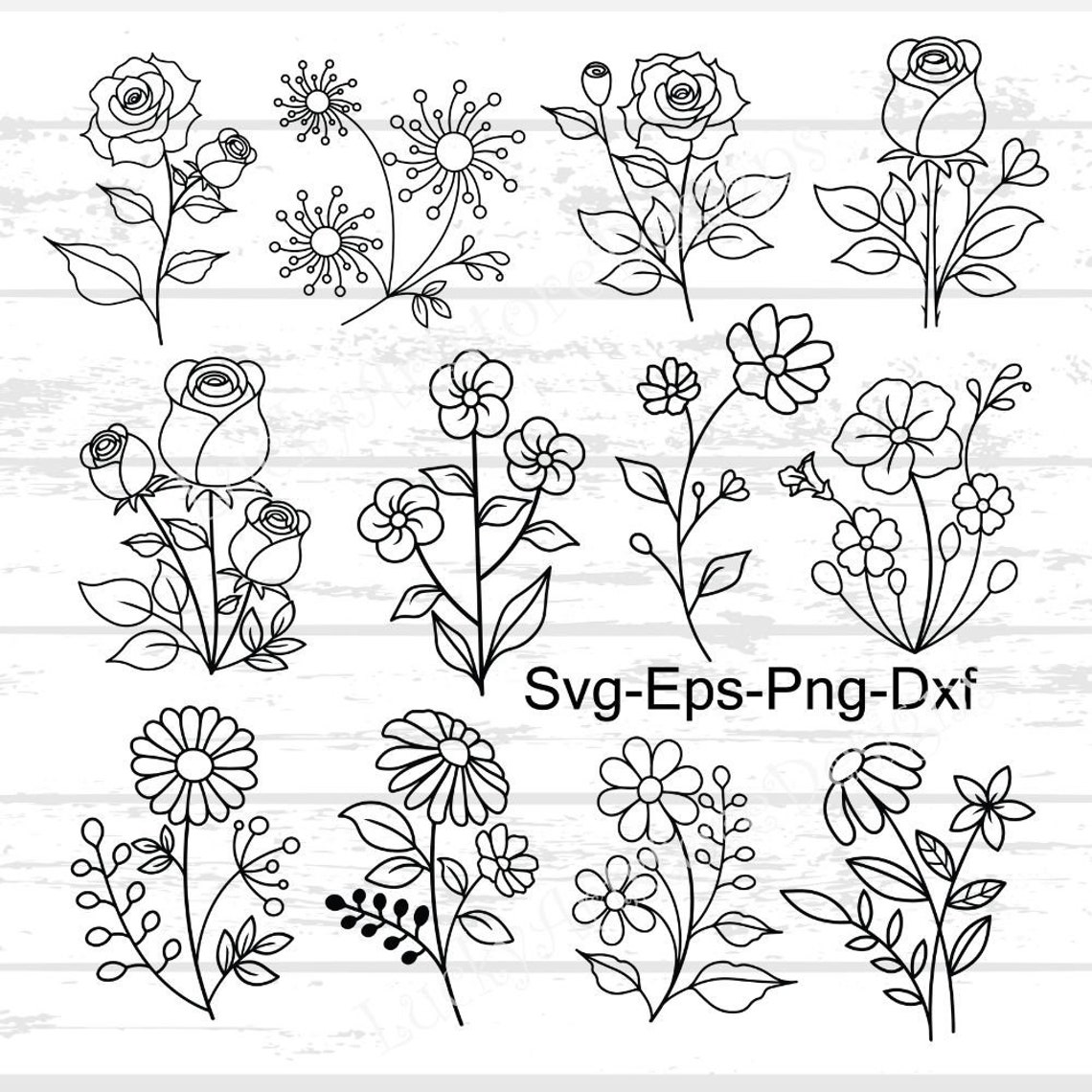 Wildflowers Svg Flowers Svg Floral Svg Wild Flower Png Flower