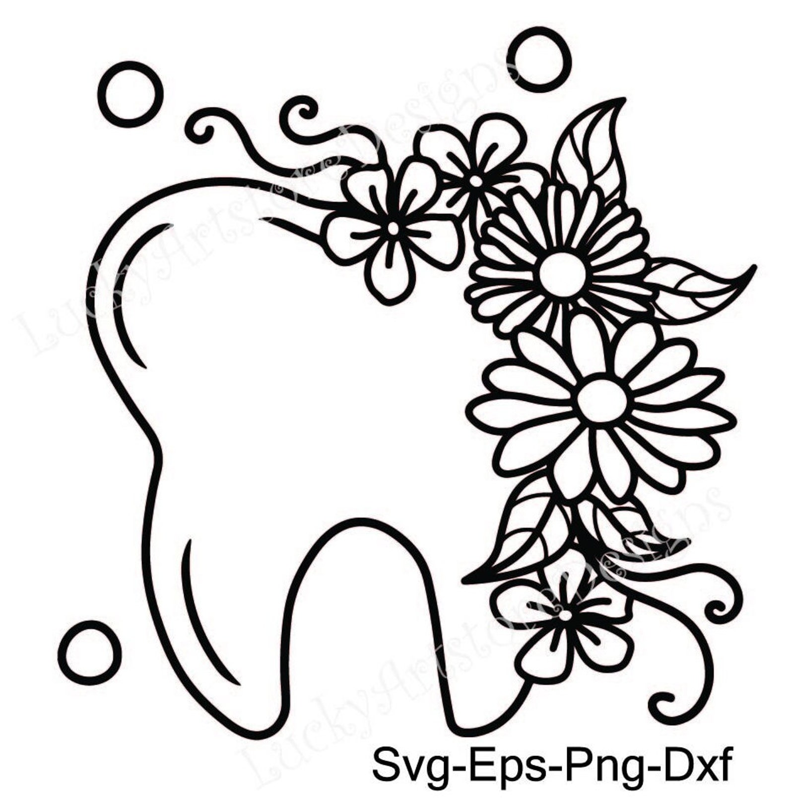 Floral Tooth Svg, Dentist SVG, Flower Tooth Svg, Tooth Png, Floral ...