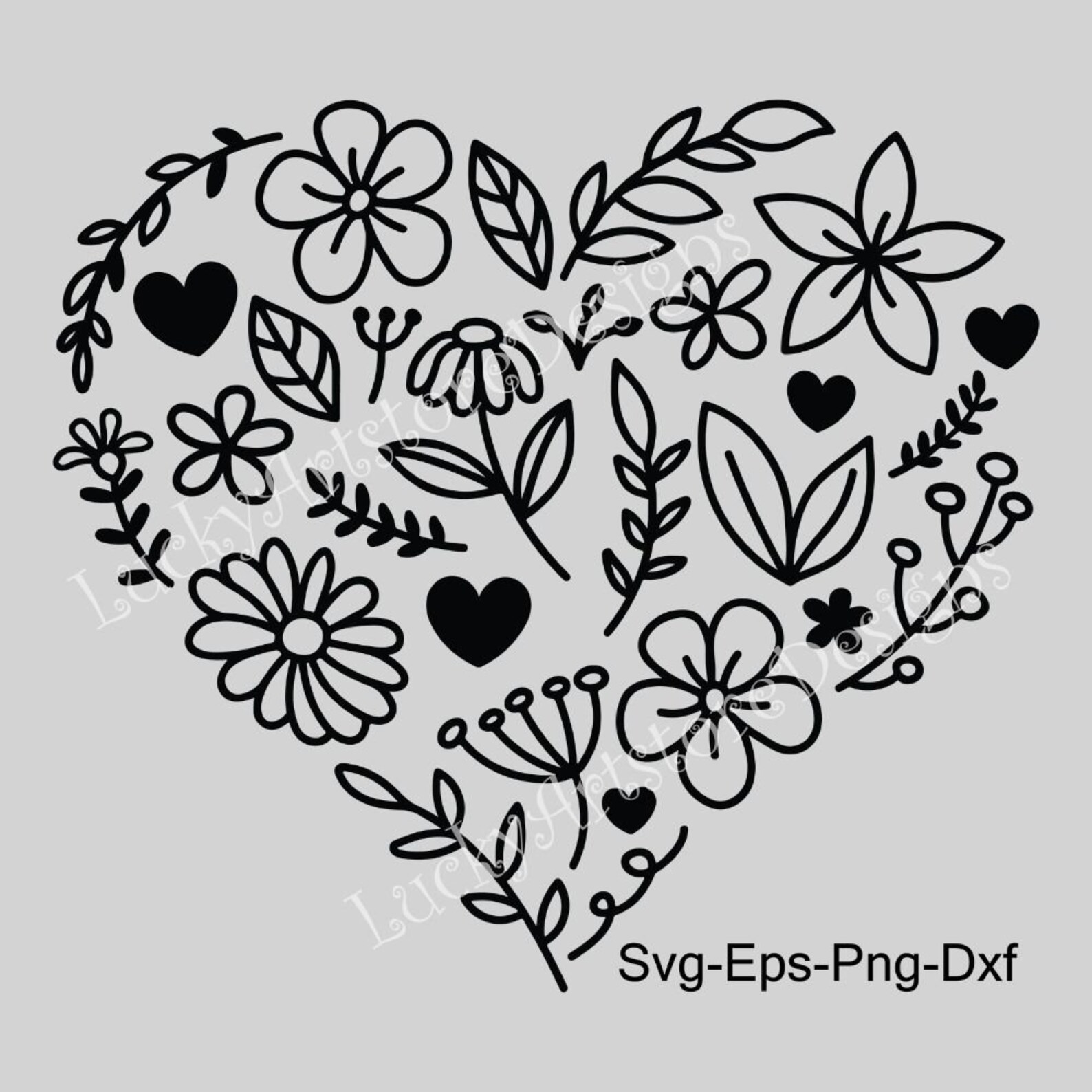 Flower Heart Svg, Heart Flower Svg Design, Flower Svg, Love Svg, Floral ...