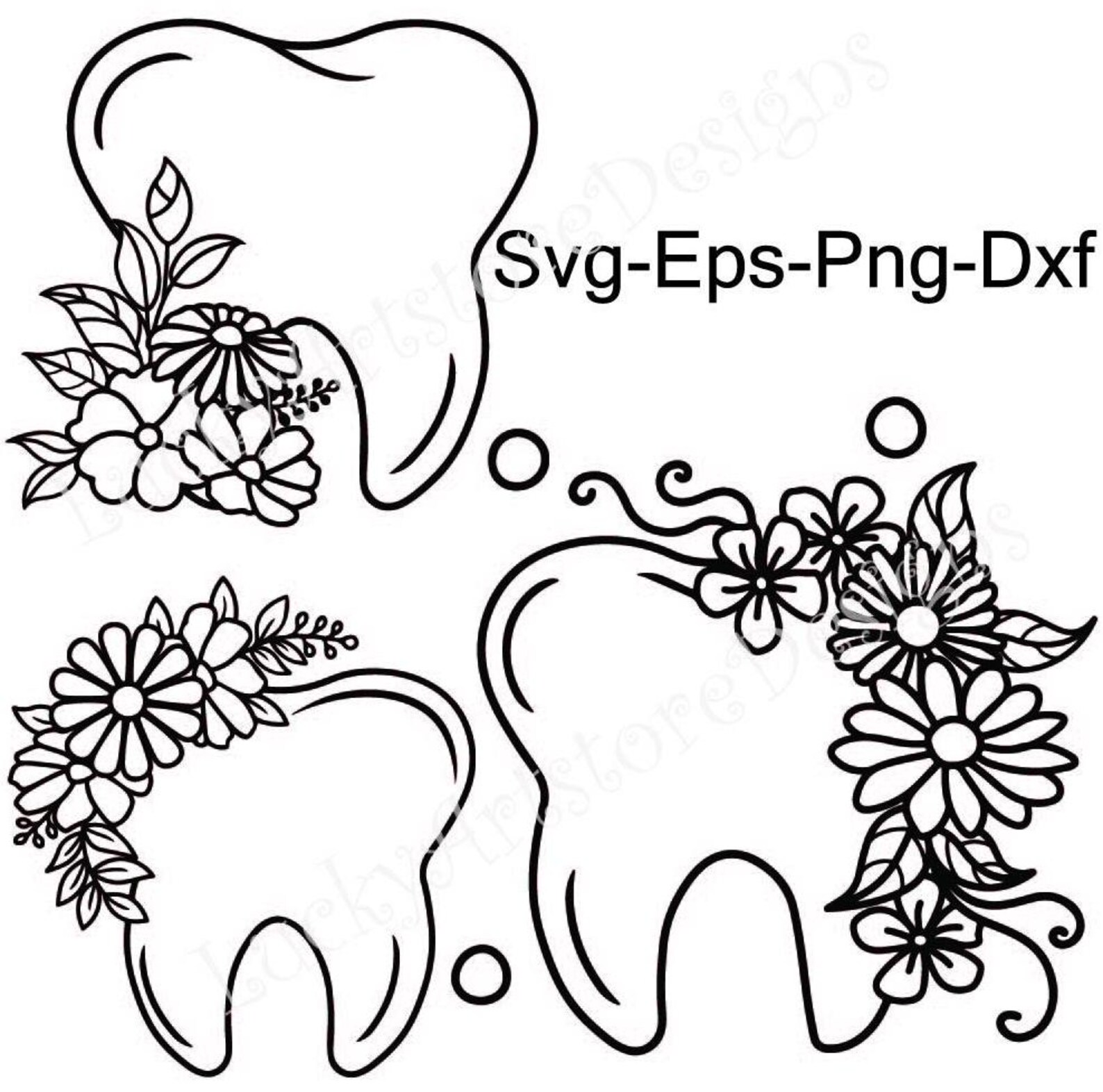Floral Tooth Svg, Dentist SVG, Flower Tooth Svg, Tooth Png, Floral ...
