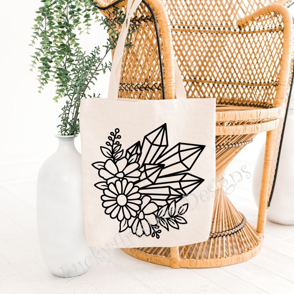 Magic Crystals SVG, Crystal Flowers SVG File, Crystal Moon Flowers SVG ...