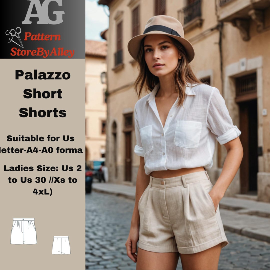 Palazzo Short ,summer Shorts,holiday Shorts for A0-A4-US Letter //sizes ...