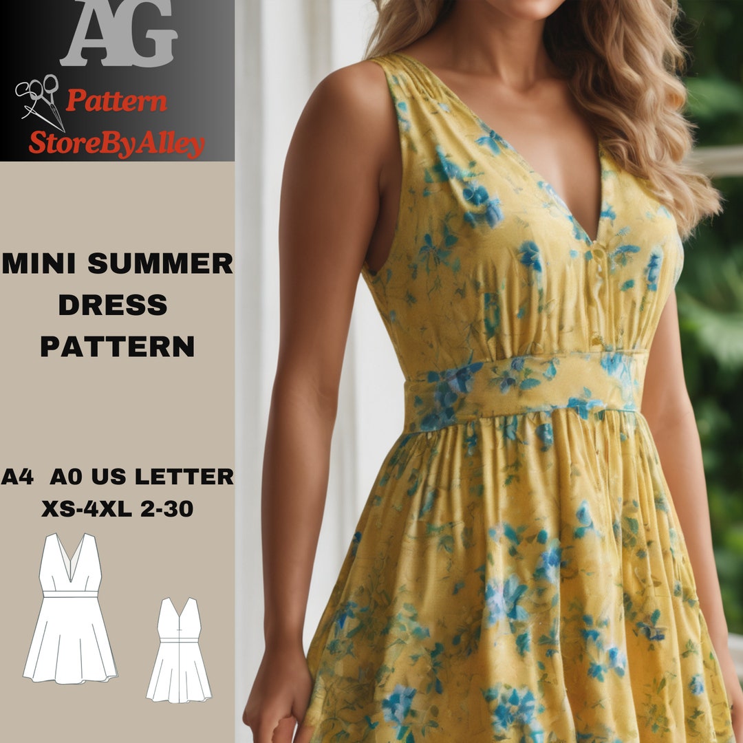 Mını Summer Dress Pattern,mını Dress Pattern,spring Dress Pattern ...