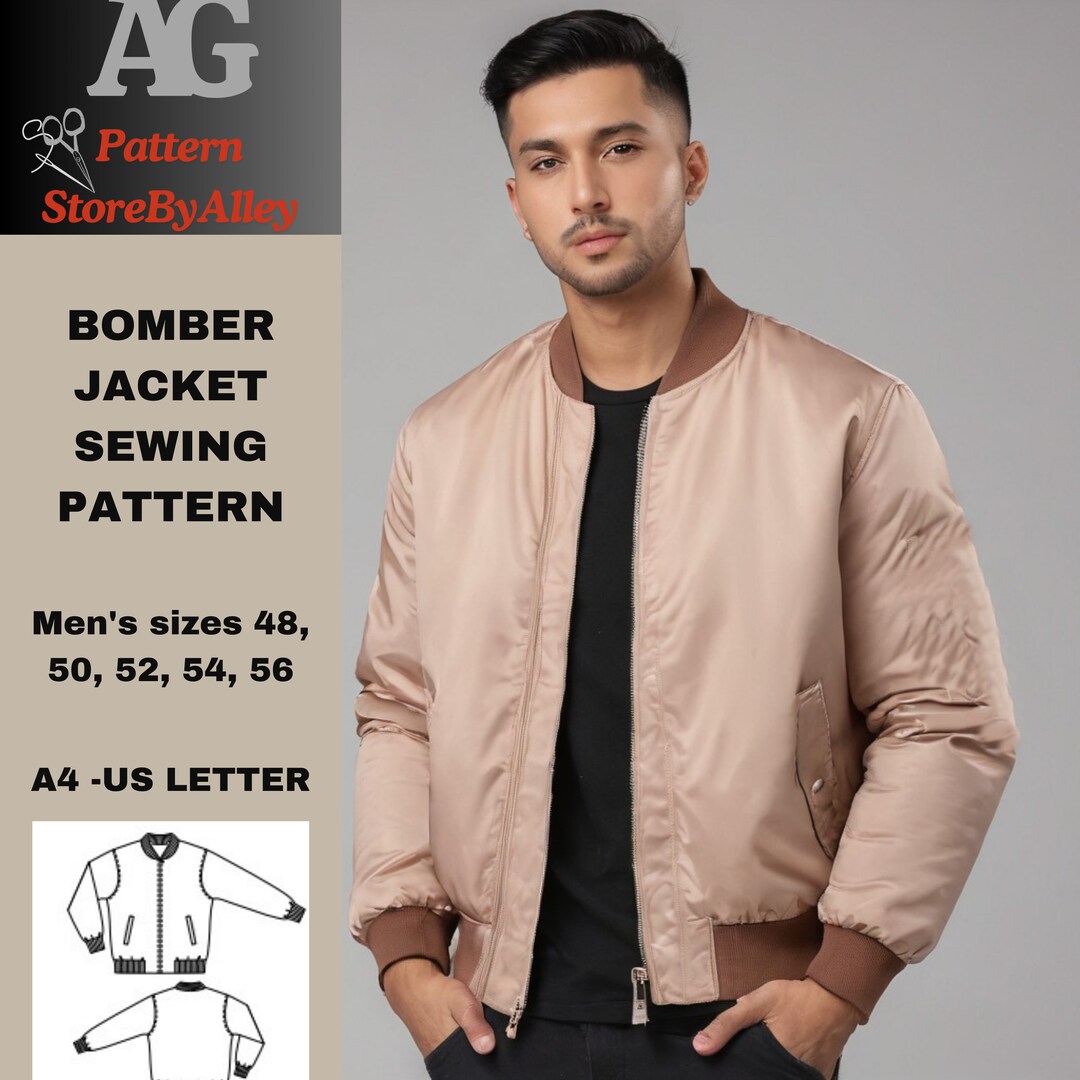 Men's Bomber Jacket Sewing Pattern, Bomber Jacket for Men, Men's Jacket ...