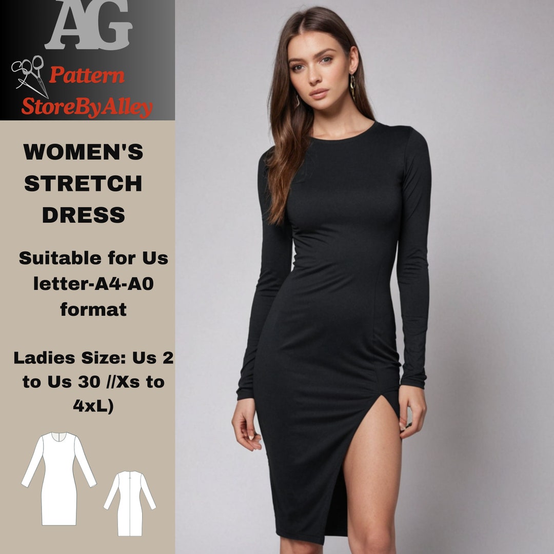 Slim Fit Women's Dress Model That Clings to the Body, Long Sleeve Dress ...