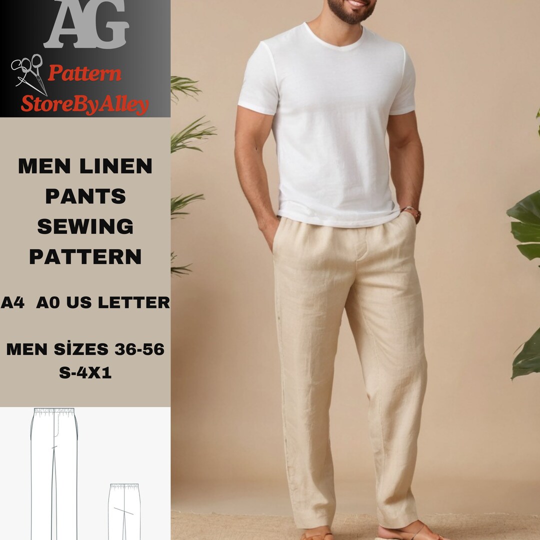 Men's Linen Pants Sewing Pattern, Men's Pants Pattern, Men's Summer ...