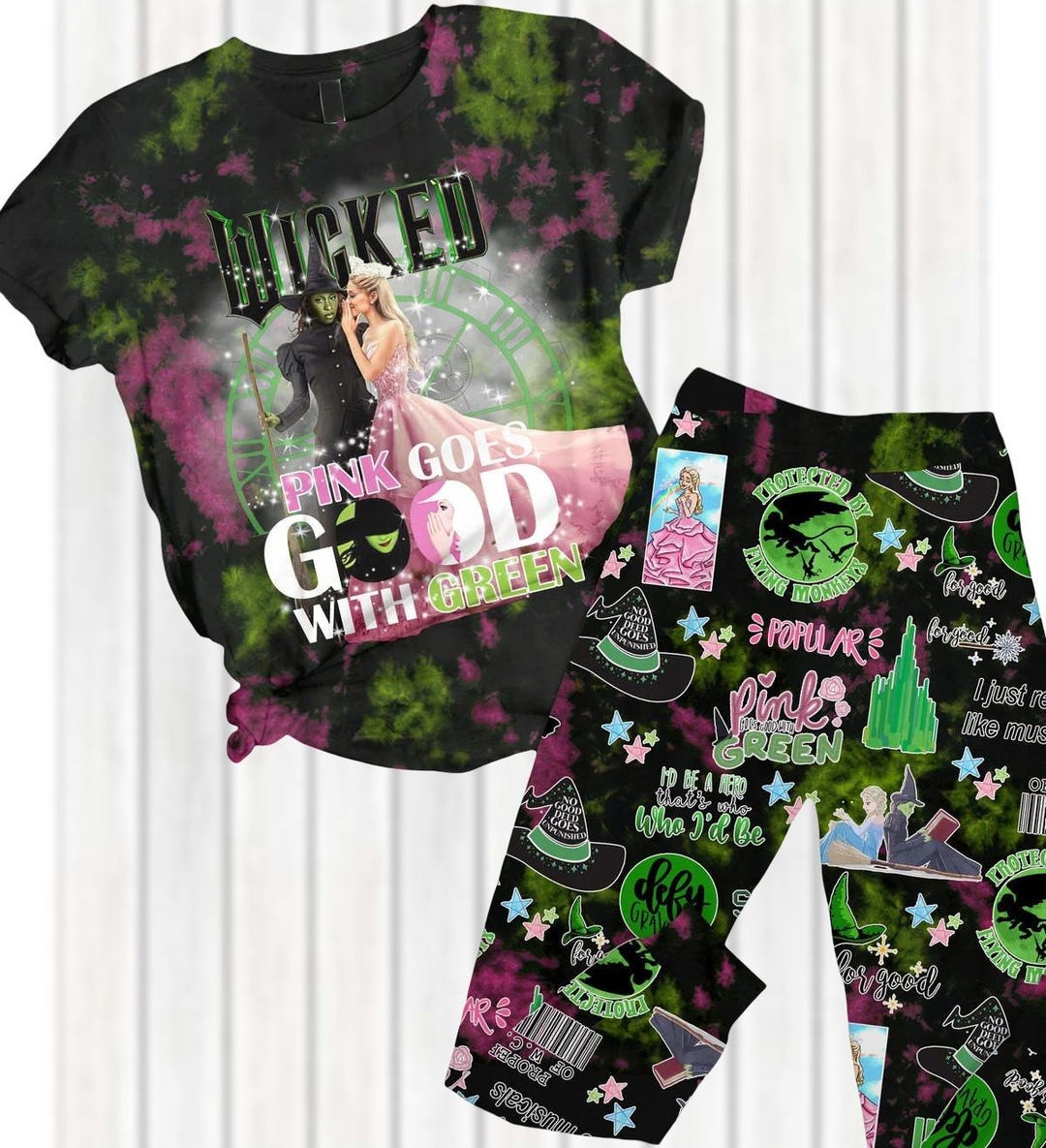 Wicked Witch Pajamas Set, Wizard of Oz Tshirt and Pants, Changed for ...