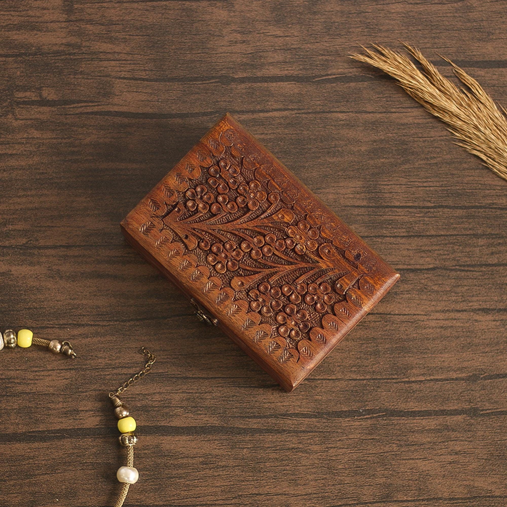Small Wood Rectangular Storage Box With Lock, Handmade Travel Jewelry ...