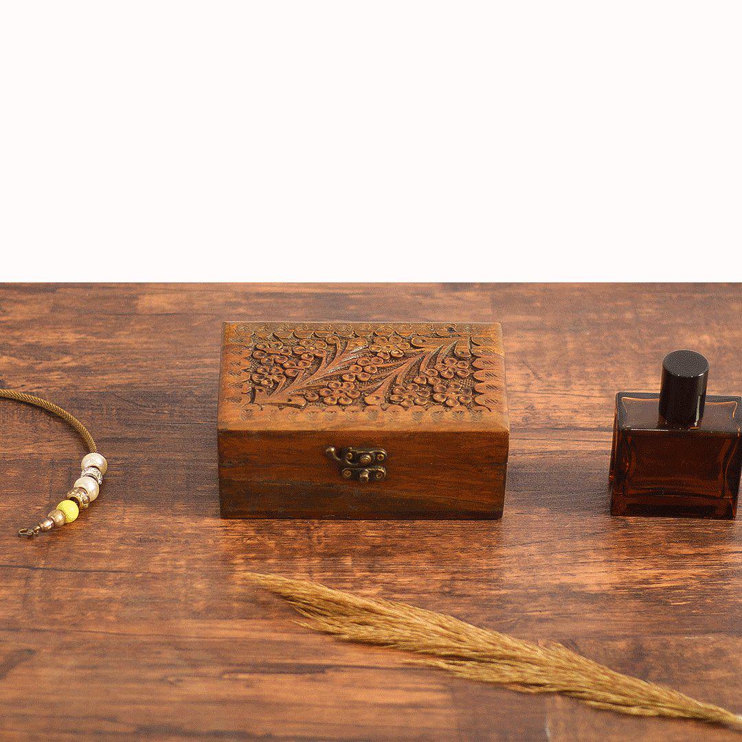 Small Wood Rectangular Storage Box With Lock, Handmade Travel Jewelry ...
