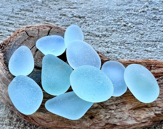 10 Aqua Genuine Sea Glass , Beach Glass Beads , Round Sea Glass ,small ...