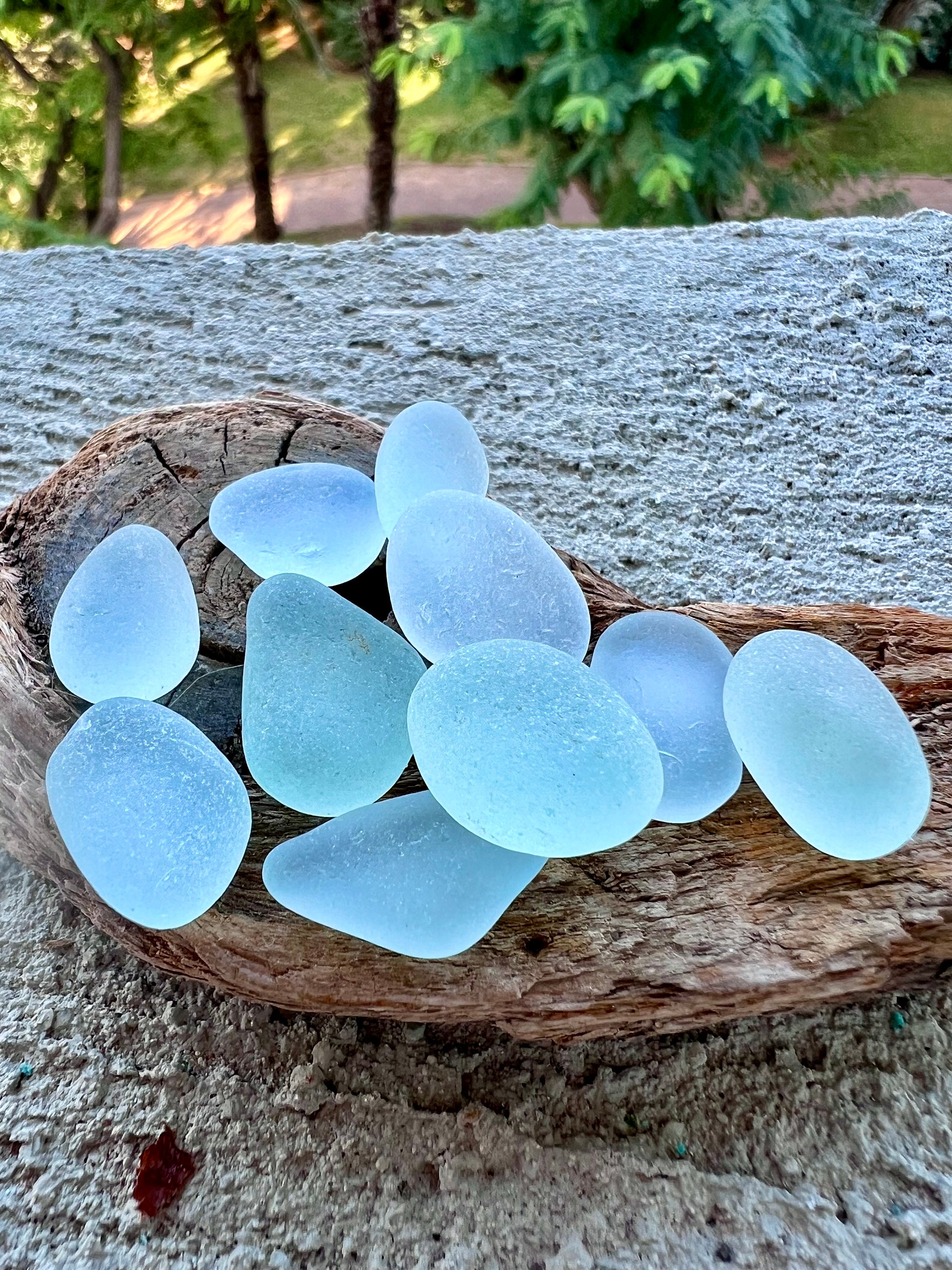 10 Aqua Genuine Sea Glass Beach Glass Beads Round Sea - Etsy