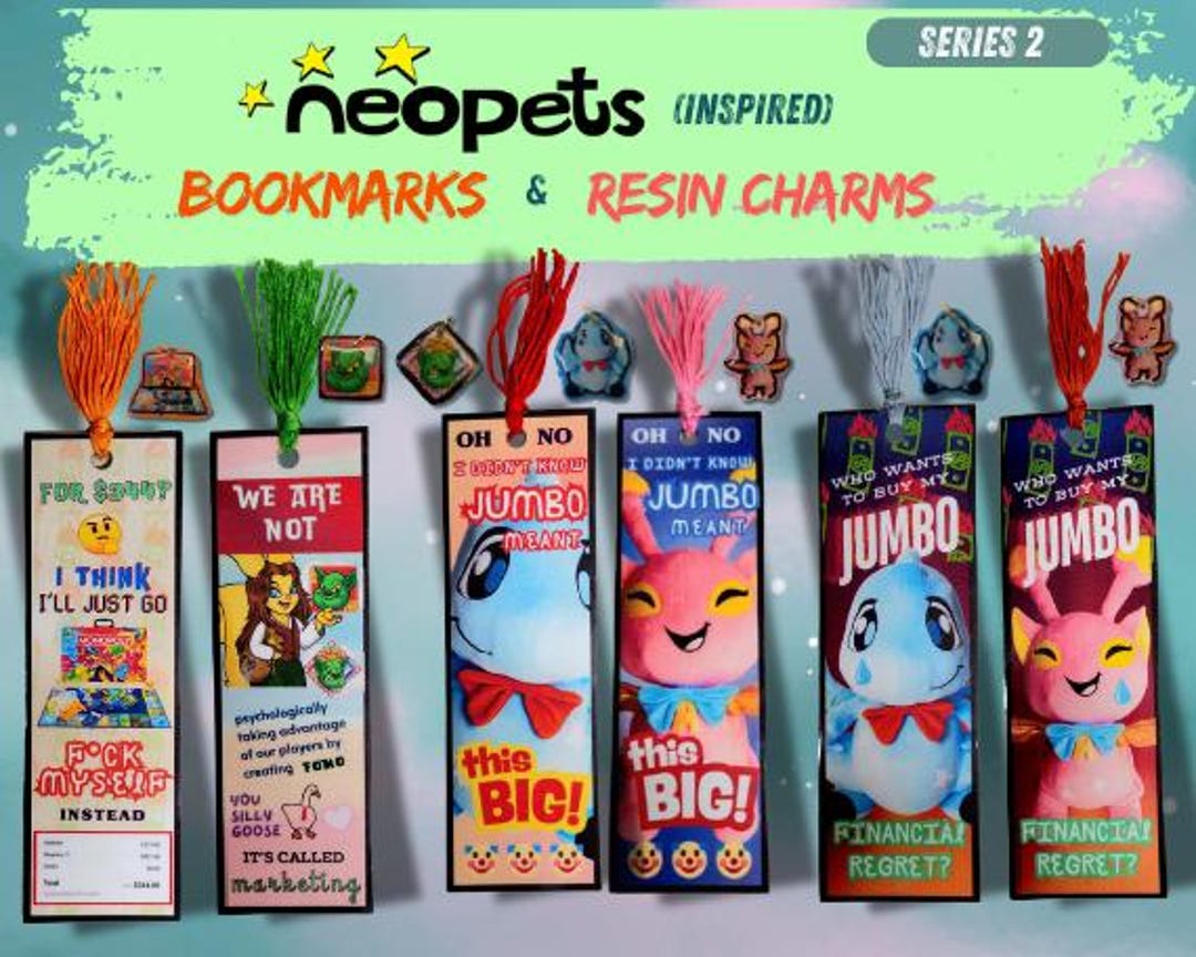 Neopets Inspired Snarky Bookmarks + Matching Resin Charms | Series 2 ...