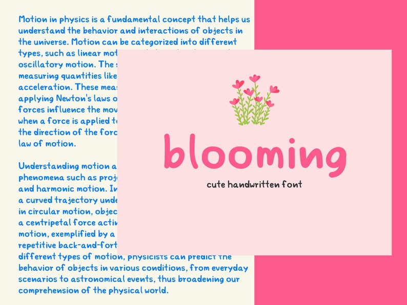 Blooming Font - Cute Handwriting Fonts, Fonts Goodnotes, Digital ...