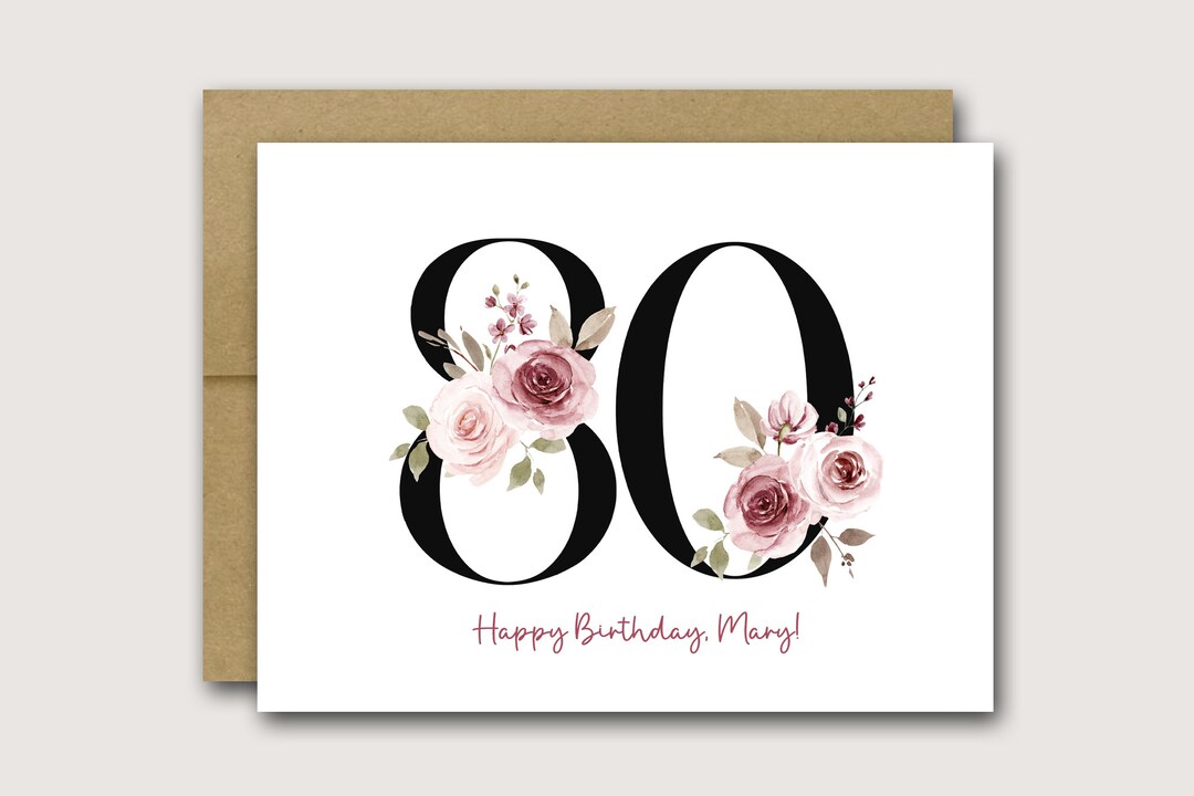 Personalized 80th Birthday Card | Custom Birthday Card | Name Birthday ...