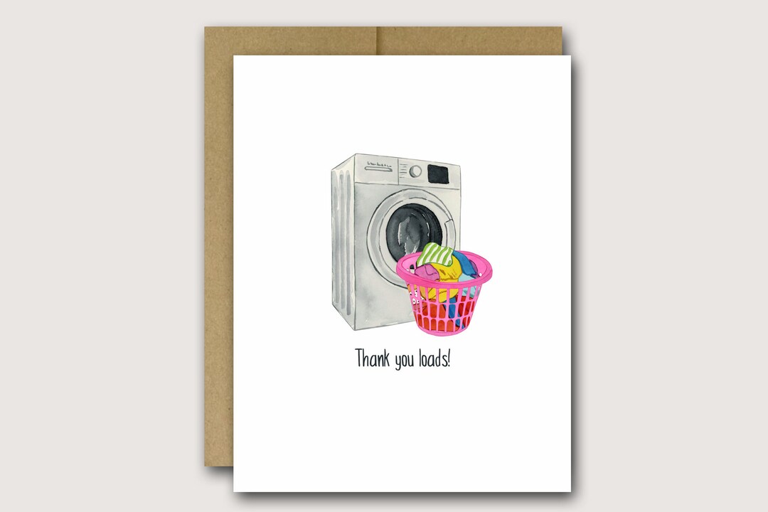 Thank You Loads Card Funny Thank You Card Laundry Card Funny Pun Card ...