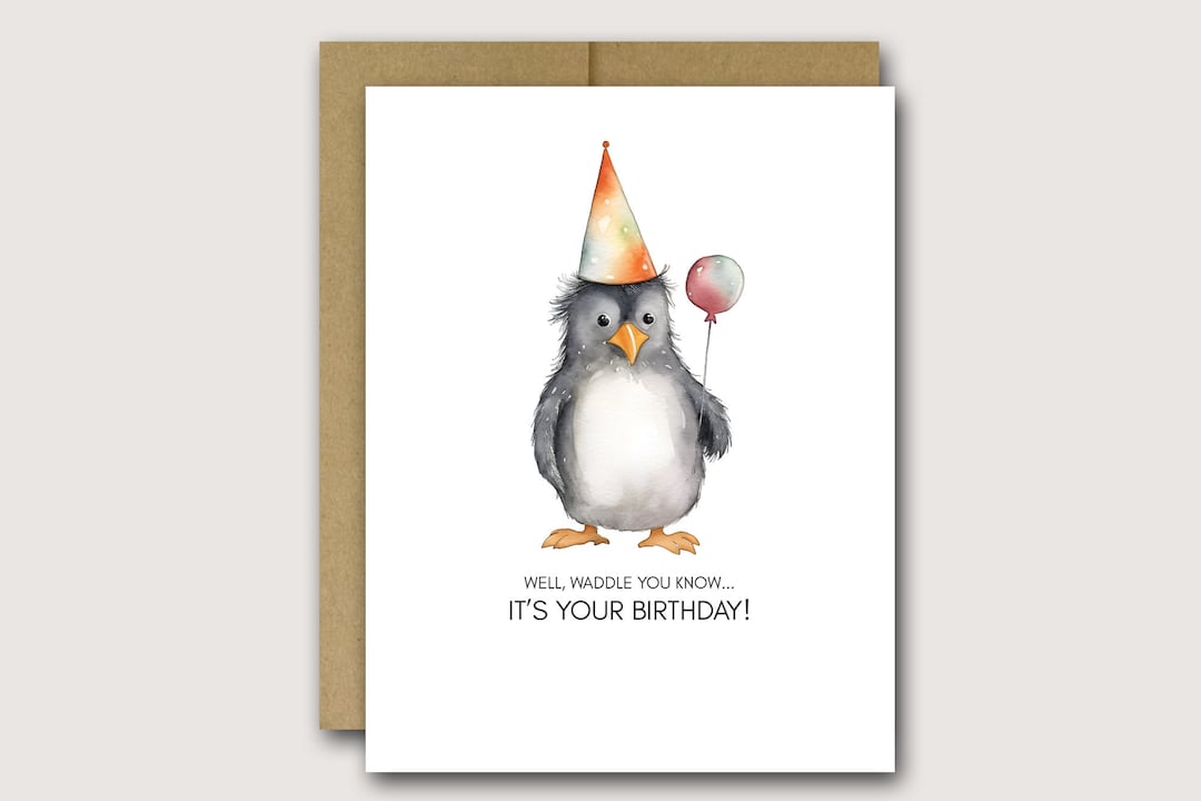 Penguin Birthday Card Funny Penguin Birthday Card Penguin - Etsy