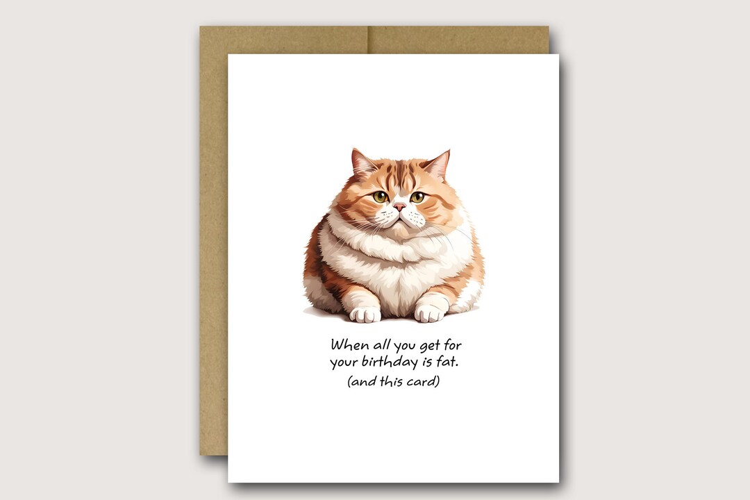 Fat Cat Birthday Card Cat Birthday Card 50th Birthday Card Funny 50th ...