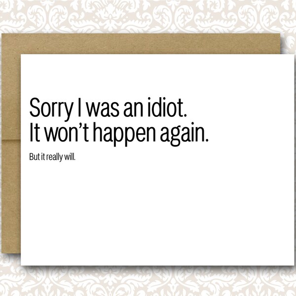 Funny Apology Card - Etsy