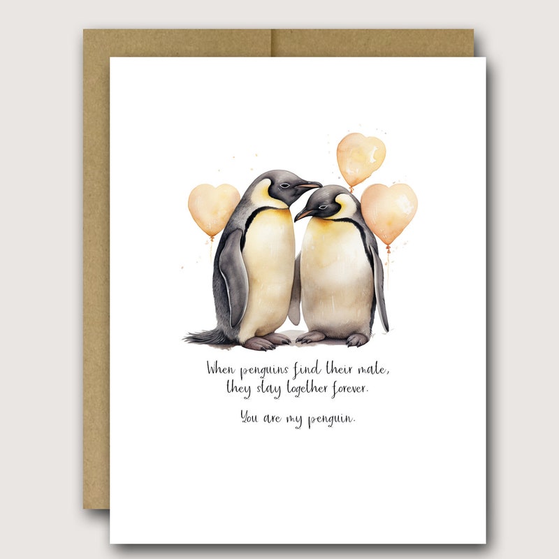 Penguin Card - Etsy