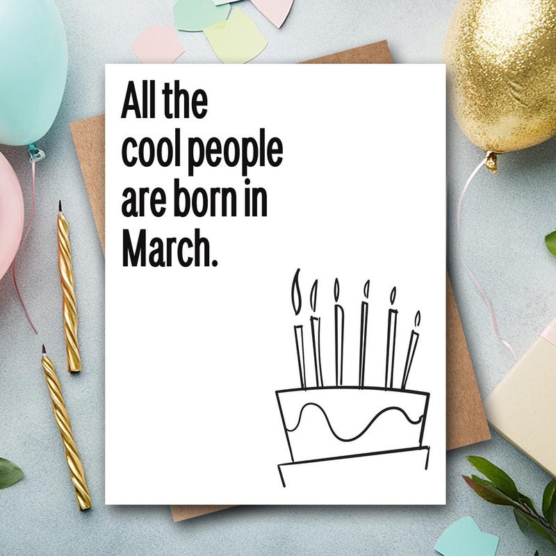 Funny March Birthday Card - Etsy