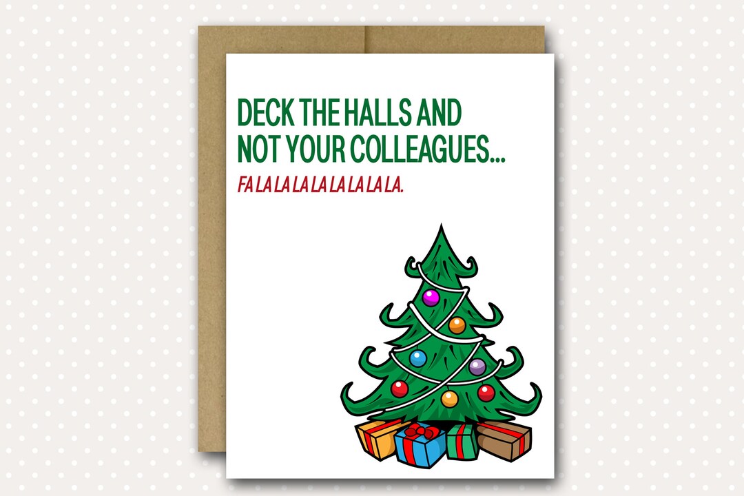 Coworker Christmas Card Deck the Halls Card Funny Christmas Card Funny ...
