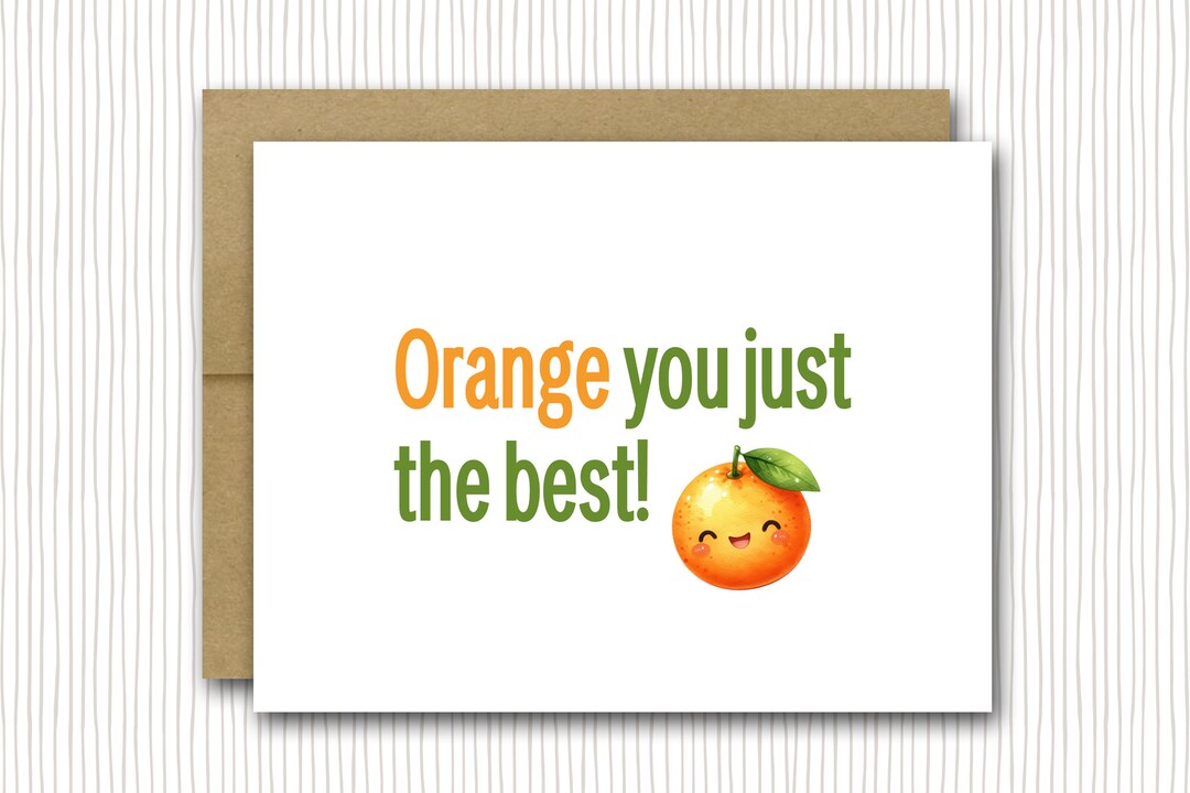Funny Thank You Card Fruit Card Funny Orange Pun Card Thank You Card ...