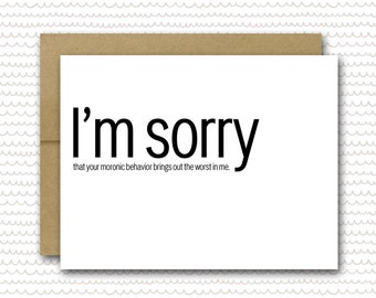 Funny Apology Card, I'm Sorry Card, Please Forgive Me Card, Funny ...