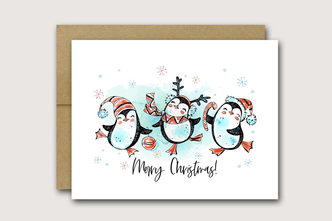 Penguin Christmas Card Penguin Card Christmas Card Funny Christmas Card ...