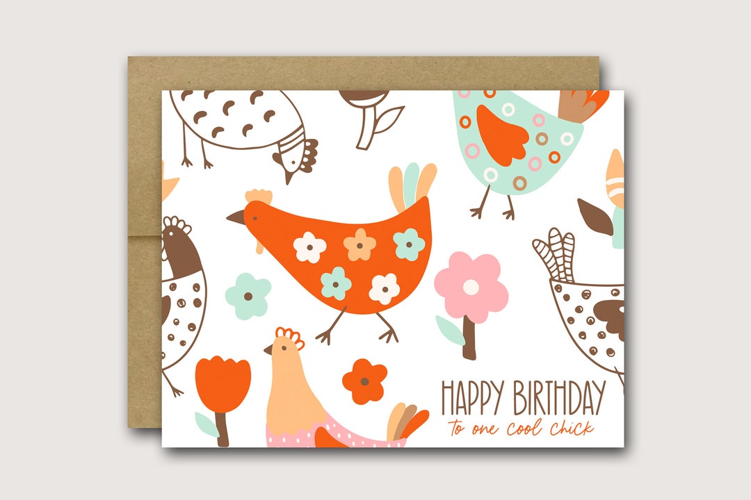 Chicken Birthday Card Hip Chick Card Chick Birthday Card Chick Card ...