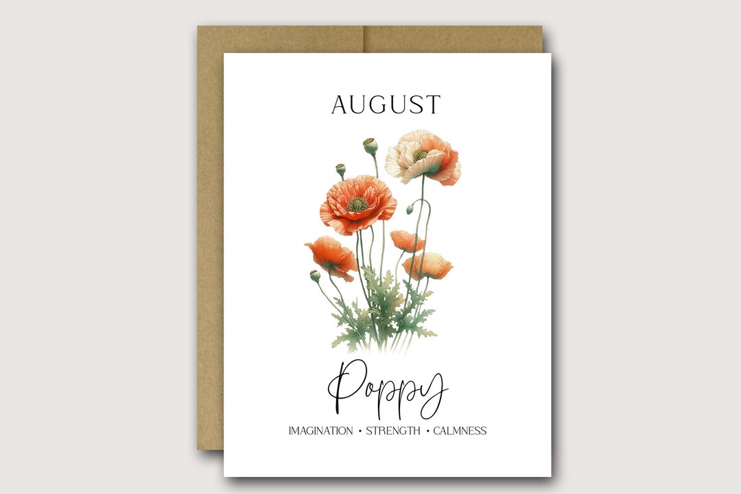 August Birthday Card August Birth Flower Birth Flower Card Birth Month ...