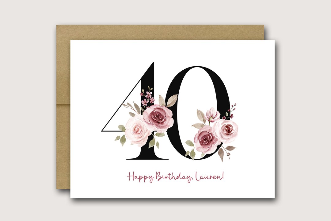 Personalized 40th Birthday Card | Custom Birthday Card | Name Birthday ...