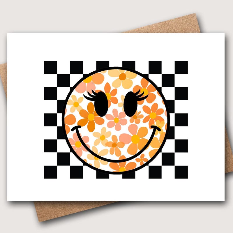 Smiley Face Card - Etsy