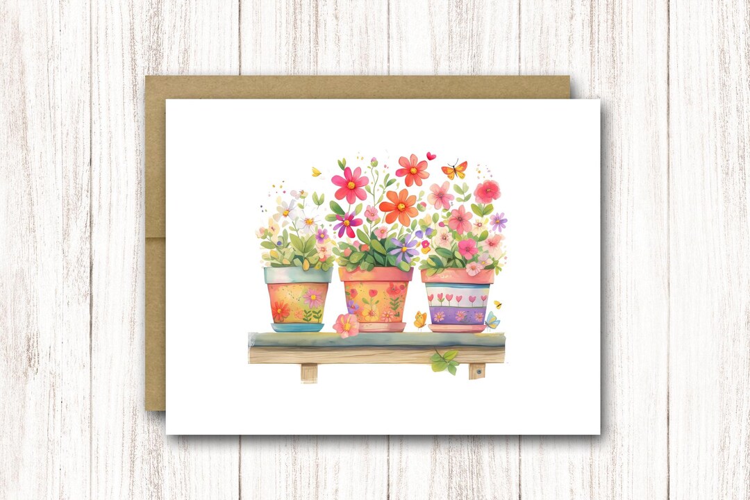 Flowerpot Note Cards | Flower Note Cards | Floral Notecards | Flower ...