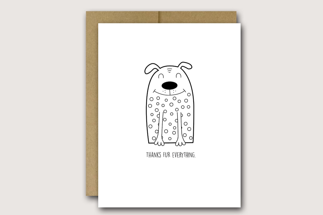 Dog Thank You Card Dog Card Funny Dog Card Thank You Card Fur Dog Lover ...