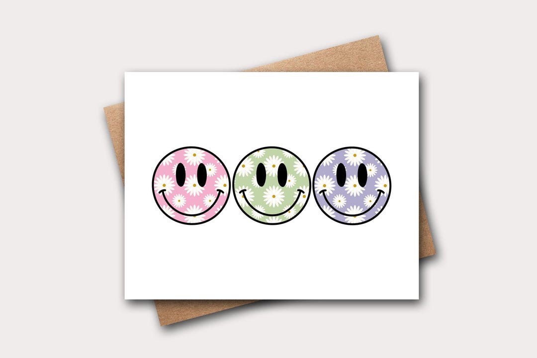 Happy Face Note Cards | Smile Note Cards | Happy Note Cards | Daisy ...